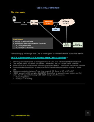 volte ims network architecture tutorial - Explained | PDF