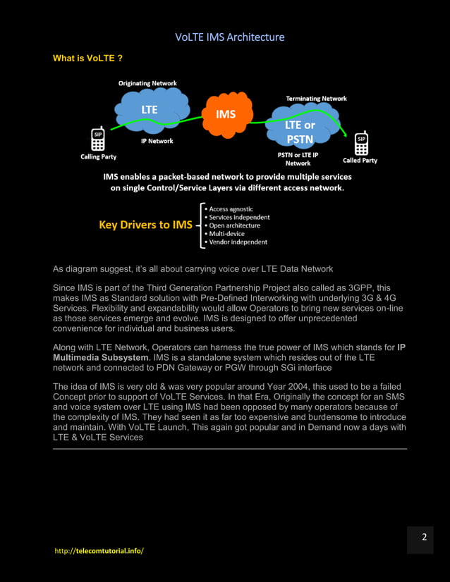 volte ims network architecture tutorial - Explained | PDF