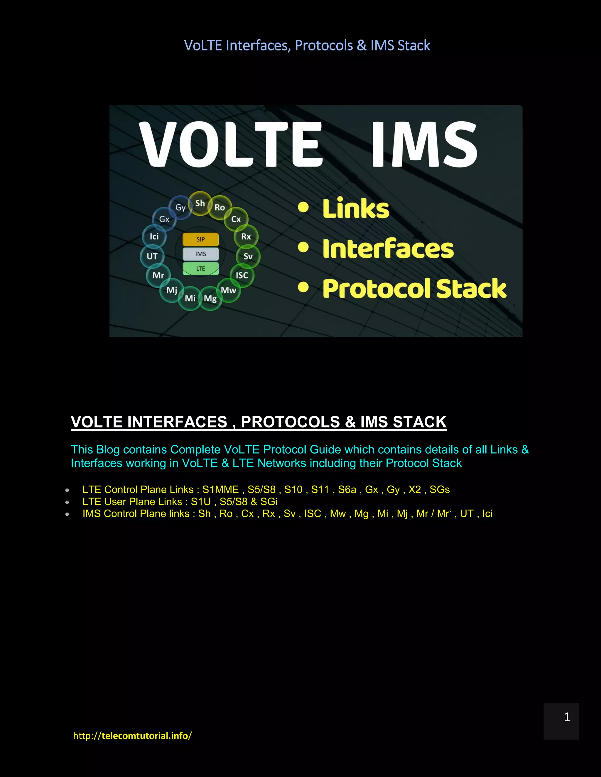VoLTE Interfaces , Protocols & IMS Stack Explained | PDF