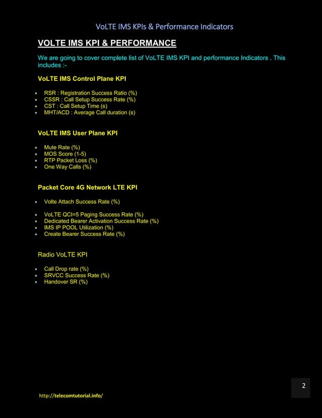 VoLTE KPI Performance Explained | PDF | Operating Systems | Computer Software and Applications