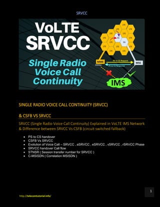 SRVCC (Single Radio Voice Call Continuity) in VoLTE & Comparison with CSFB | PDF