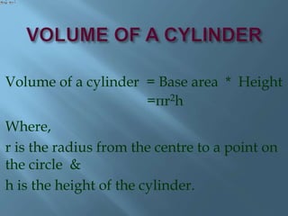 Volume of a cylinder. | PPTX