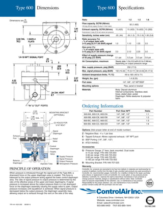 Volume Booster for Pneumatic Control Systems | PDF