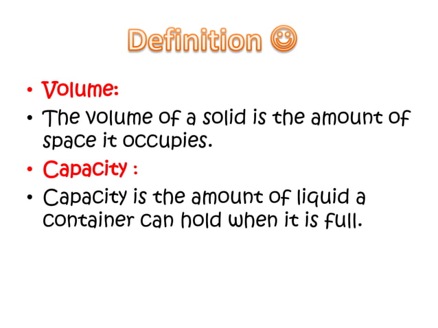 Volume and capacity | PPTX | Physics | Science