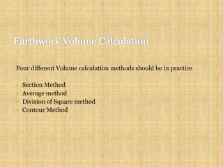 Earthwork Volume Calculation Methods | PPTX