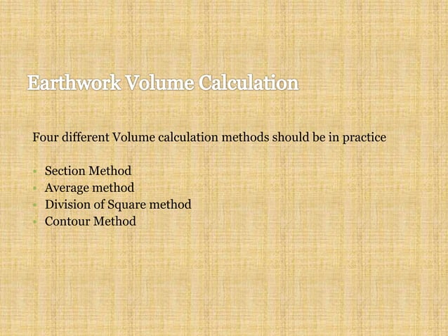 Earthwork Volume Calculation Methods | PPTX