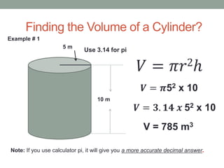 Volume Of A Cylinder Examples