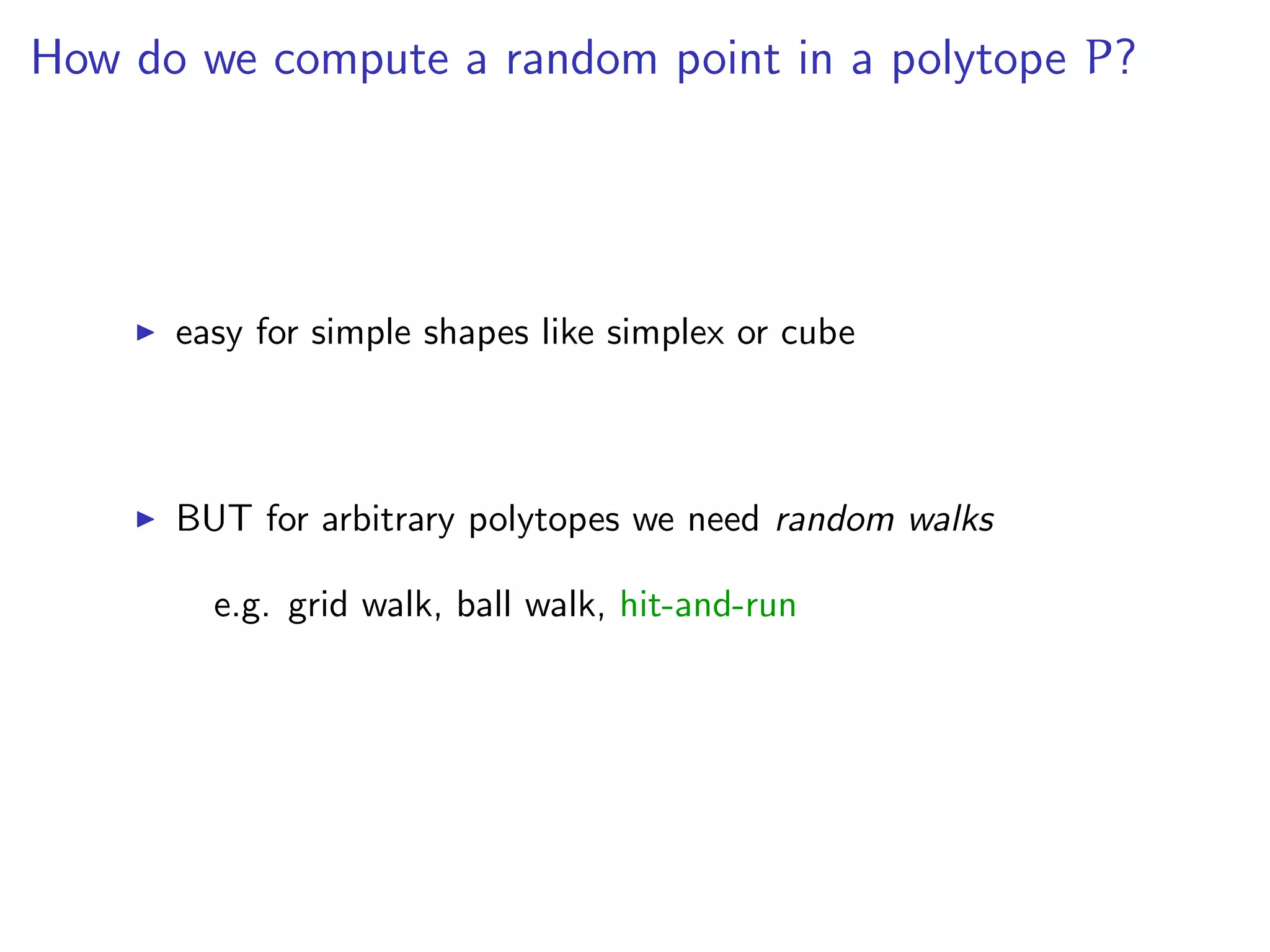 Volume and edge skeleton computation in high dimensions | PPT