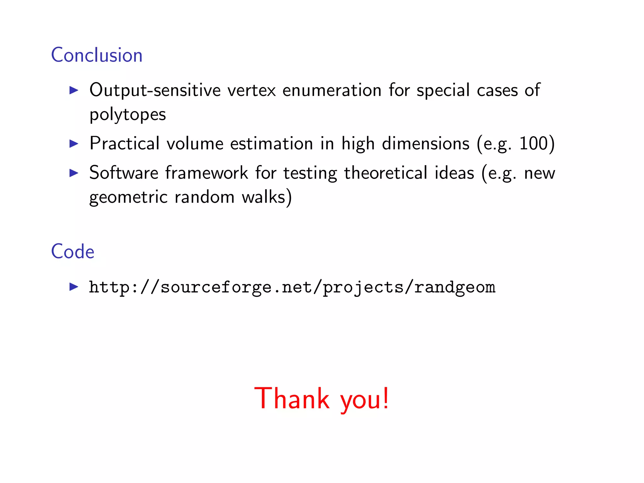 Volume and edge skeleton computation in high dimensions | PPT
