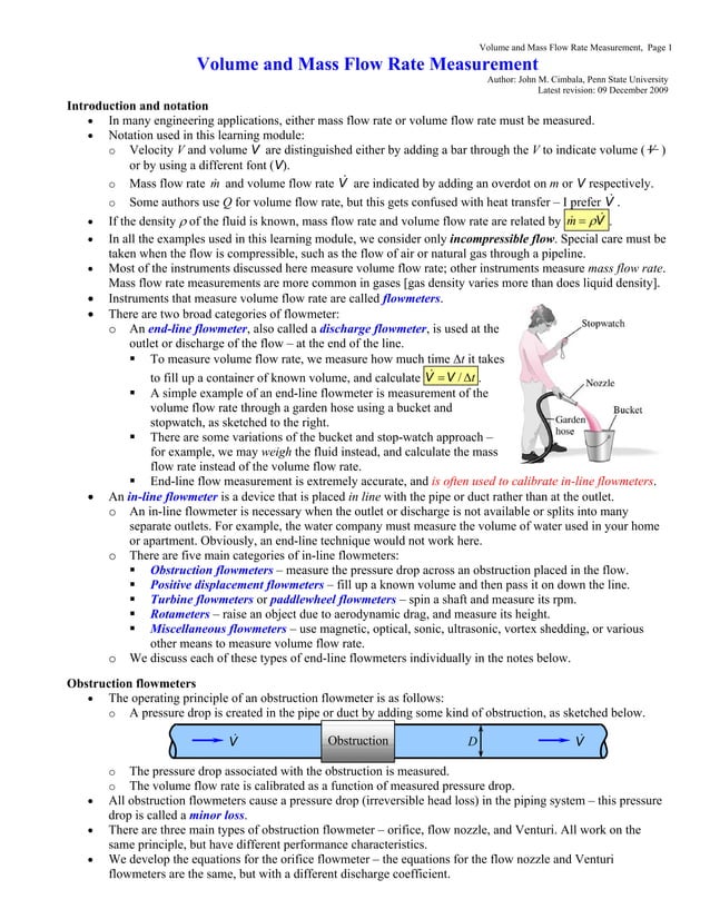 Volume flow rate_measurement | PDF