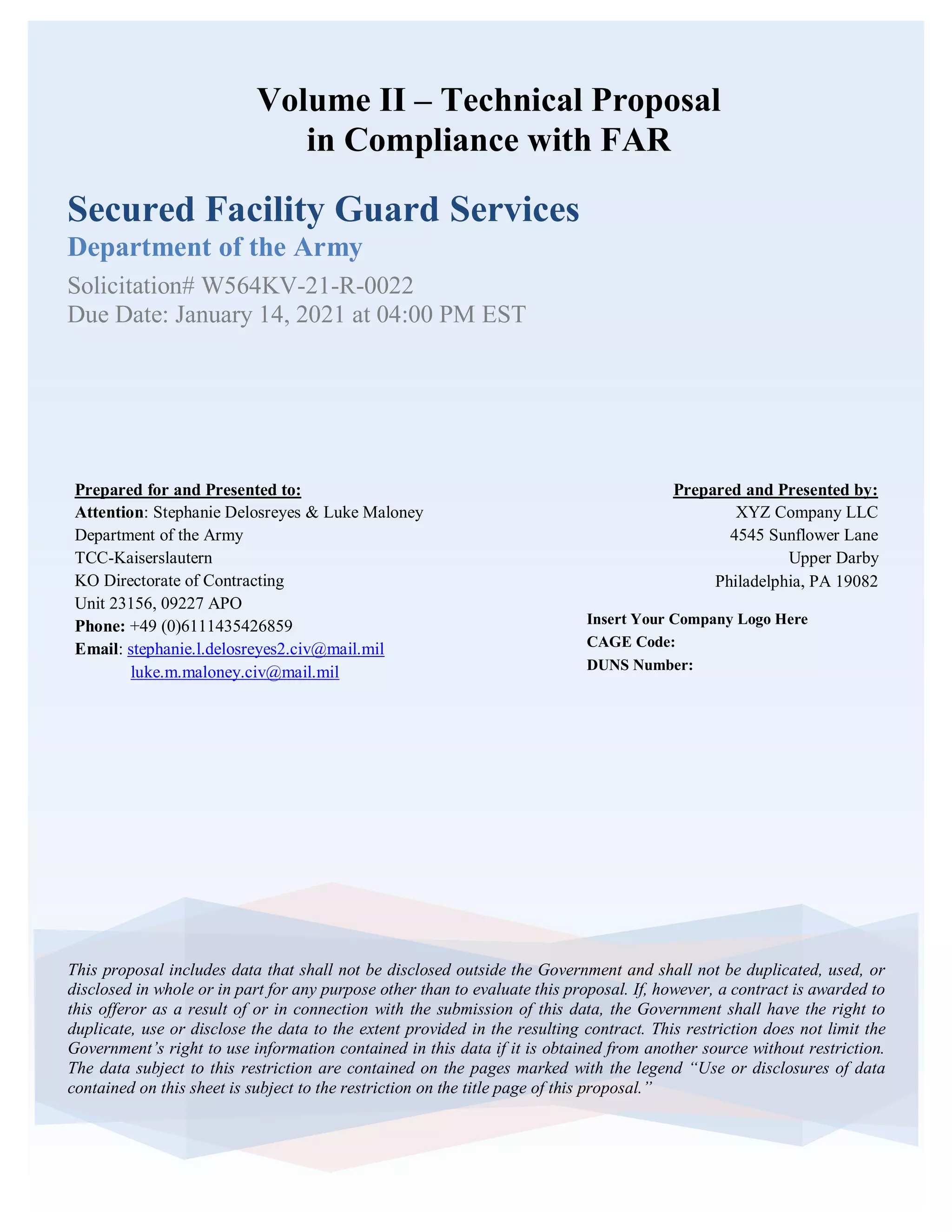 Volume II technical proposal | PDF