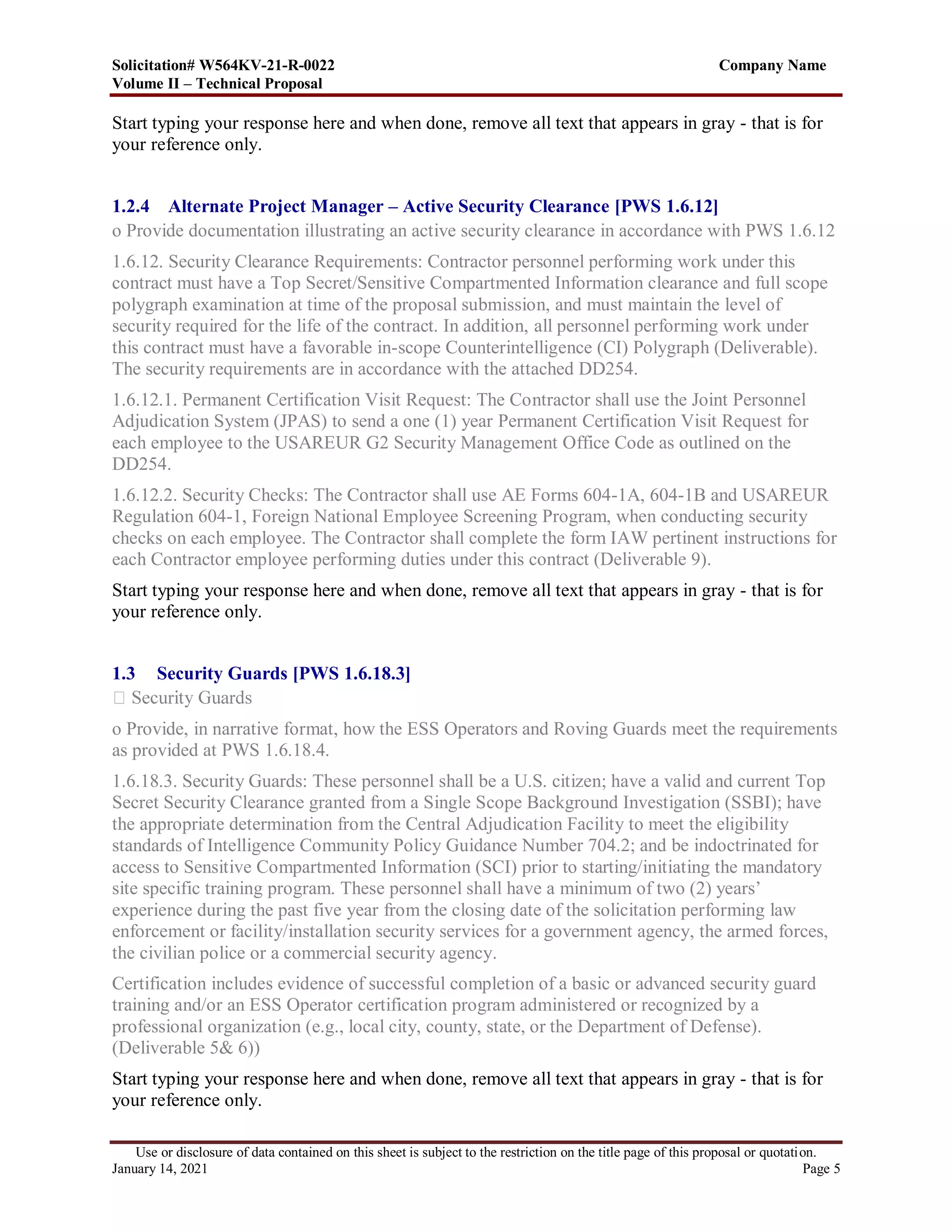 Volume II technical proposal | PDF