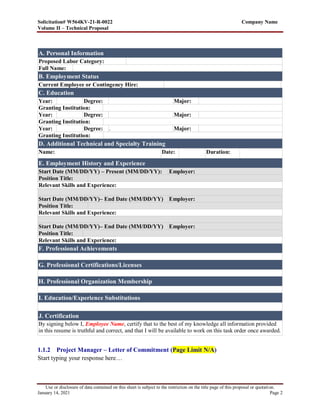 Volume II technical proposal | PDF