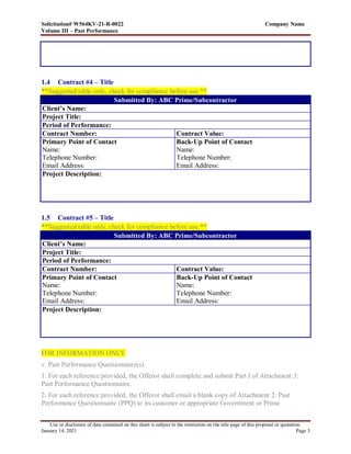 Volume III past performance | PDF