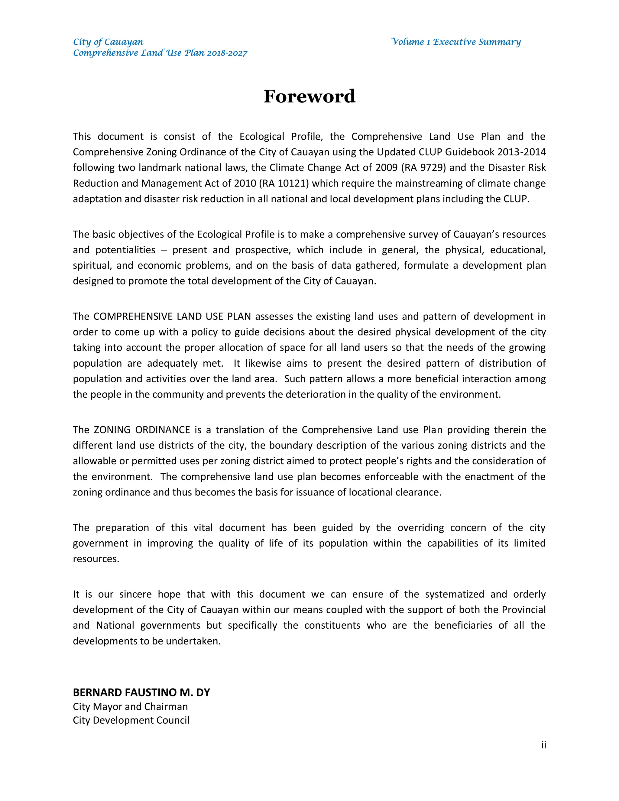 Volume I_ Land Use Plan of tagaytay city, | PDF