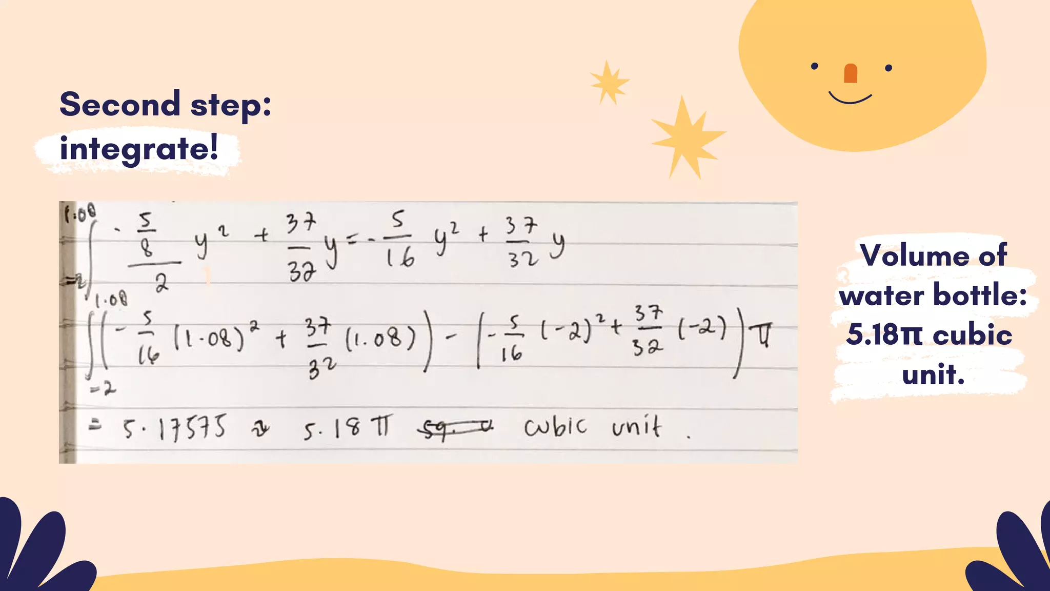 Finding volume of water bottle by integration | PPT
