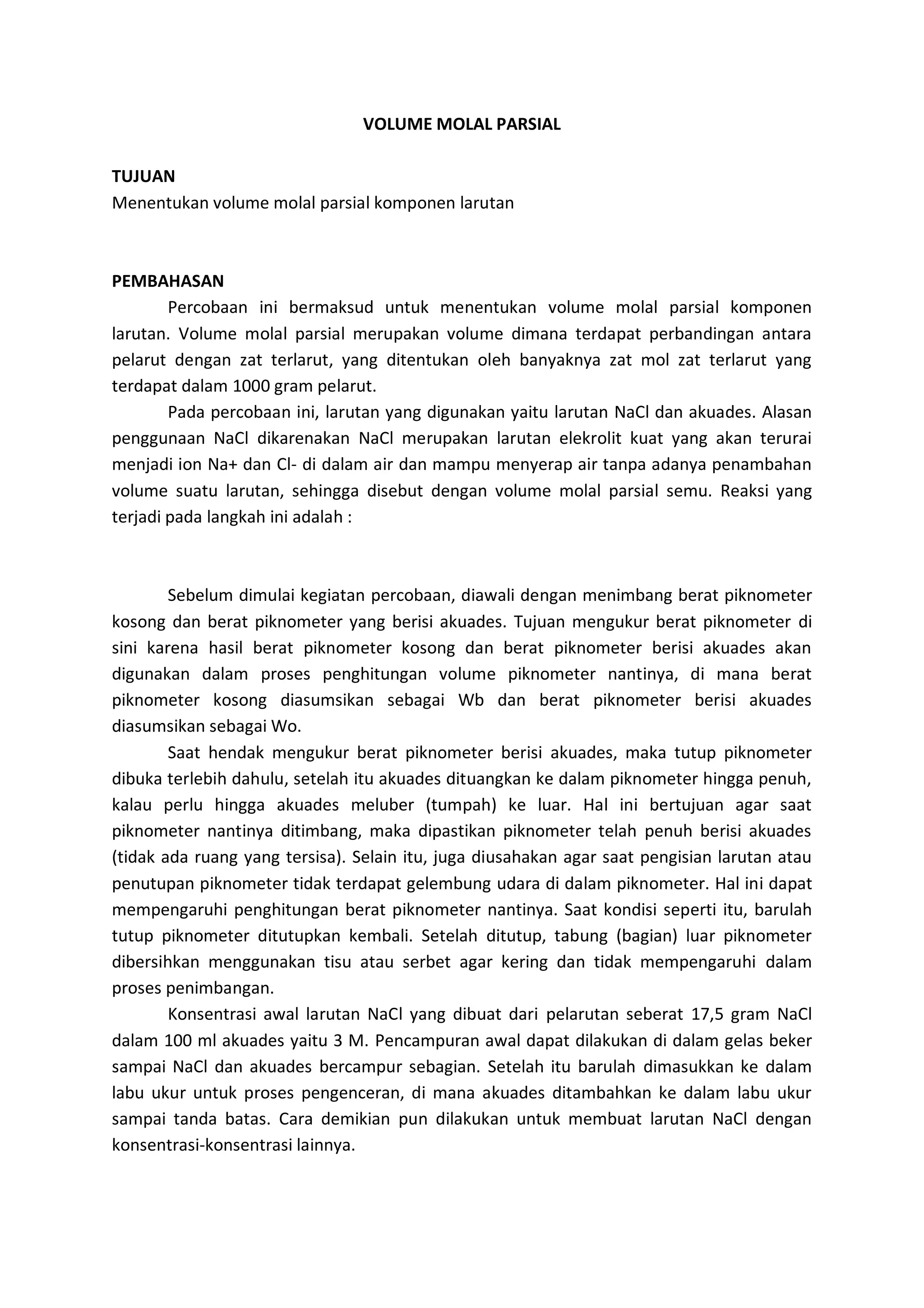 Volume molal parsial | PDF