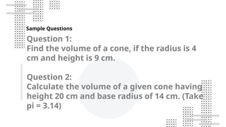 Volume of a Cone 8th grade mathematics 2nd quarter | PPTX