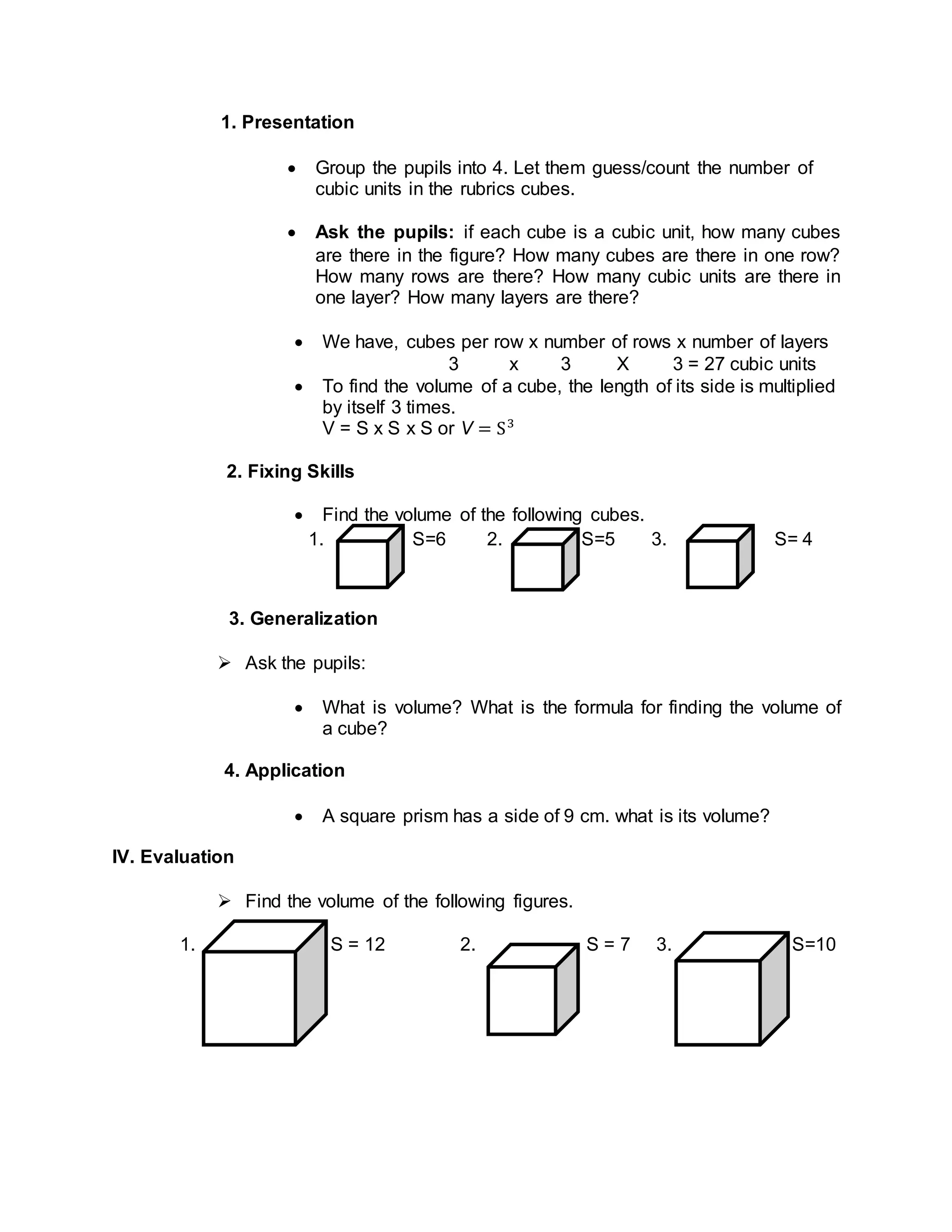 Volume of a cube | DOCX
