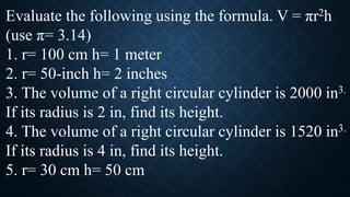 VOLUME OF A CYLINDER for presentation .pptx