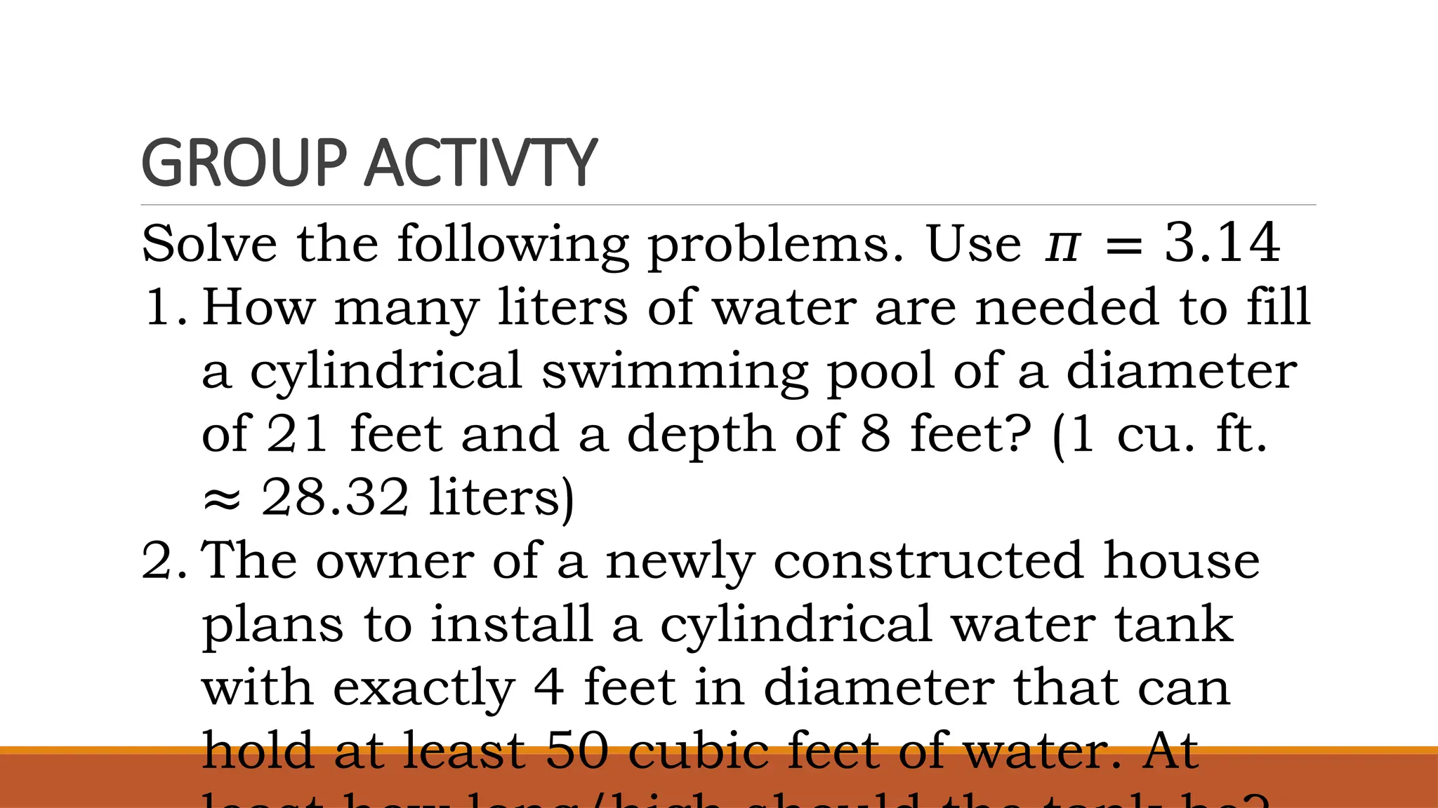 VOLUME OF CYLINDER - Derivation and Examples | PPTX