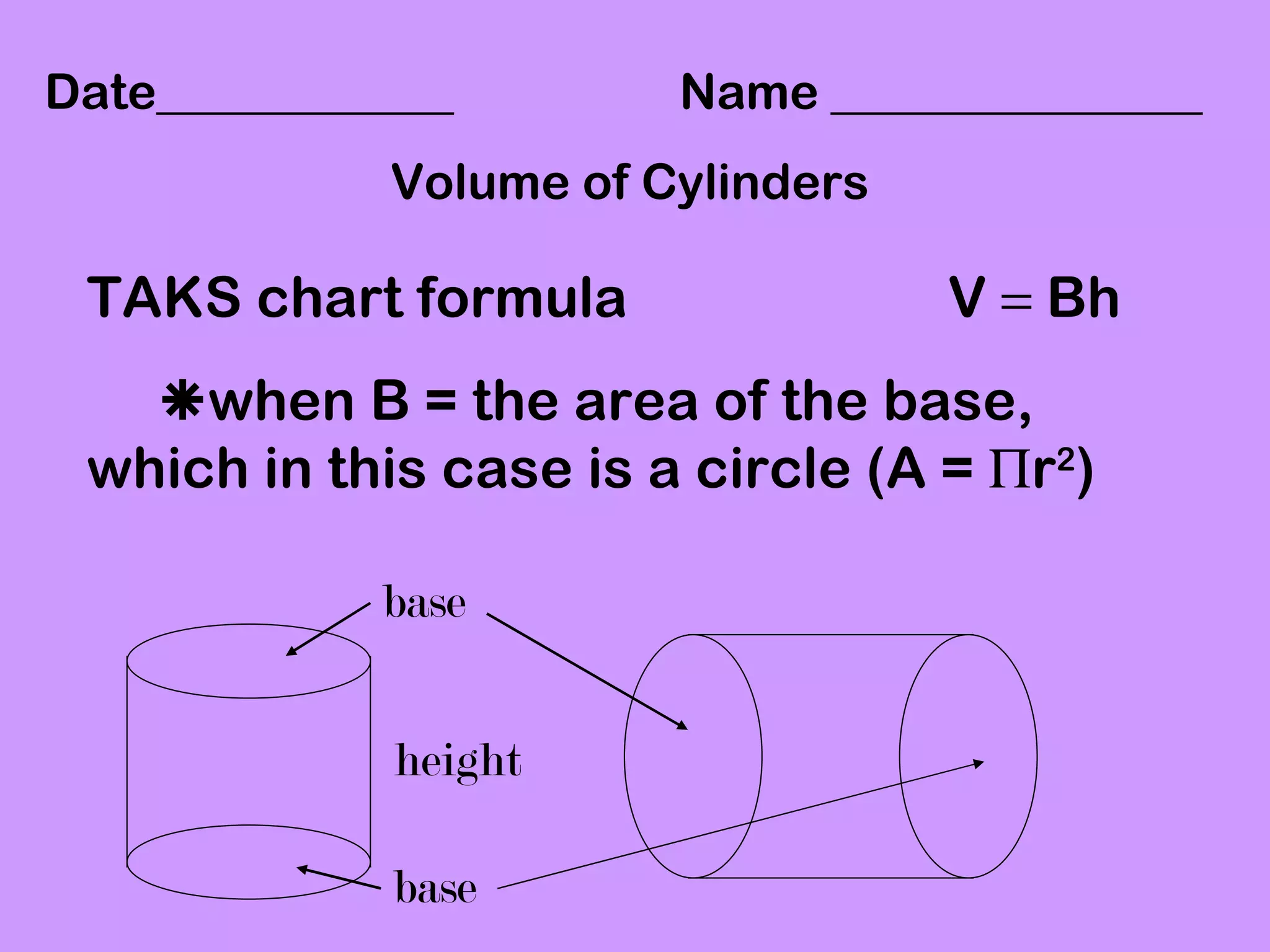 Volume of Cylinders | PPT