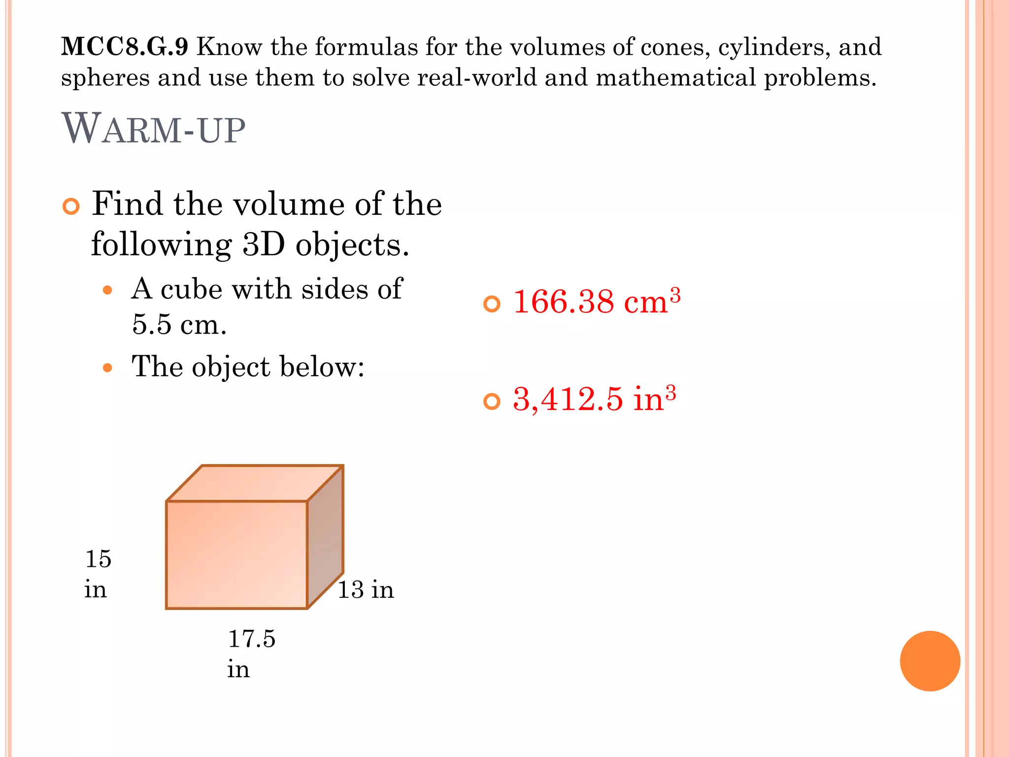 Volume of cylinders | PPTX