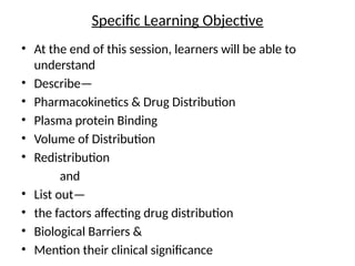 Volume of distribution (pharmacokinetics) | PPTX