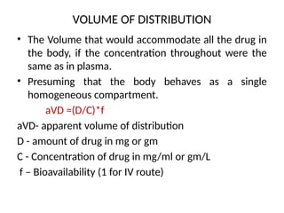 Volume of distribution (pharmacokinetics) | PPTX