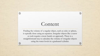 Volume of irregular object | PPTX