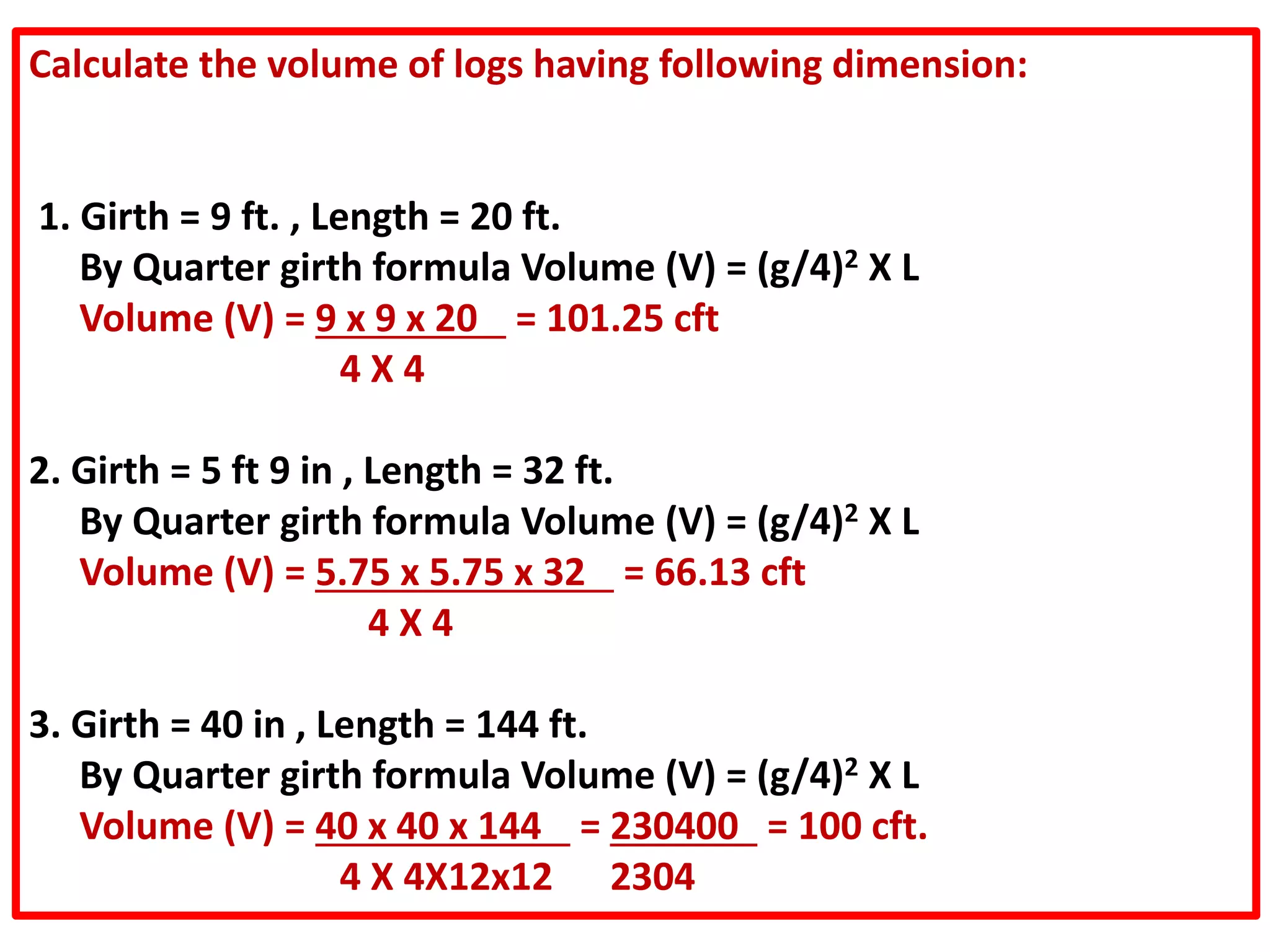 How to calculate Volume of logs | PPTX