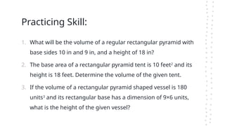 VOLUME OF PYRAMIDS - Definition and Examples | PPTX