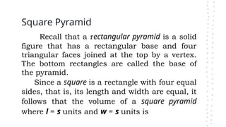 VOLUME OF PYRAMIDS - Definition and Examples | PPTX