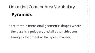VOLUME OF PYRAMIDS - Definition and Examples | PPTX