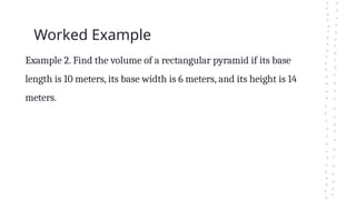 VOLUME OF PYRAMIDS - Definition and Examples | PPTX