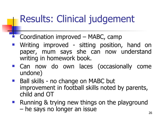 Intervention and DCD- considerations for practice