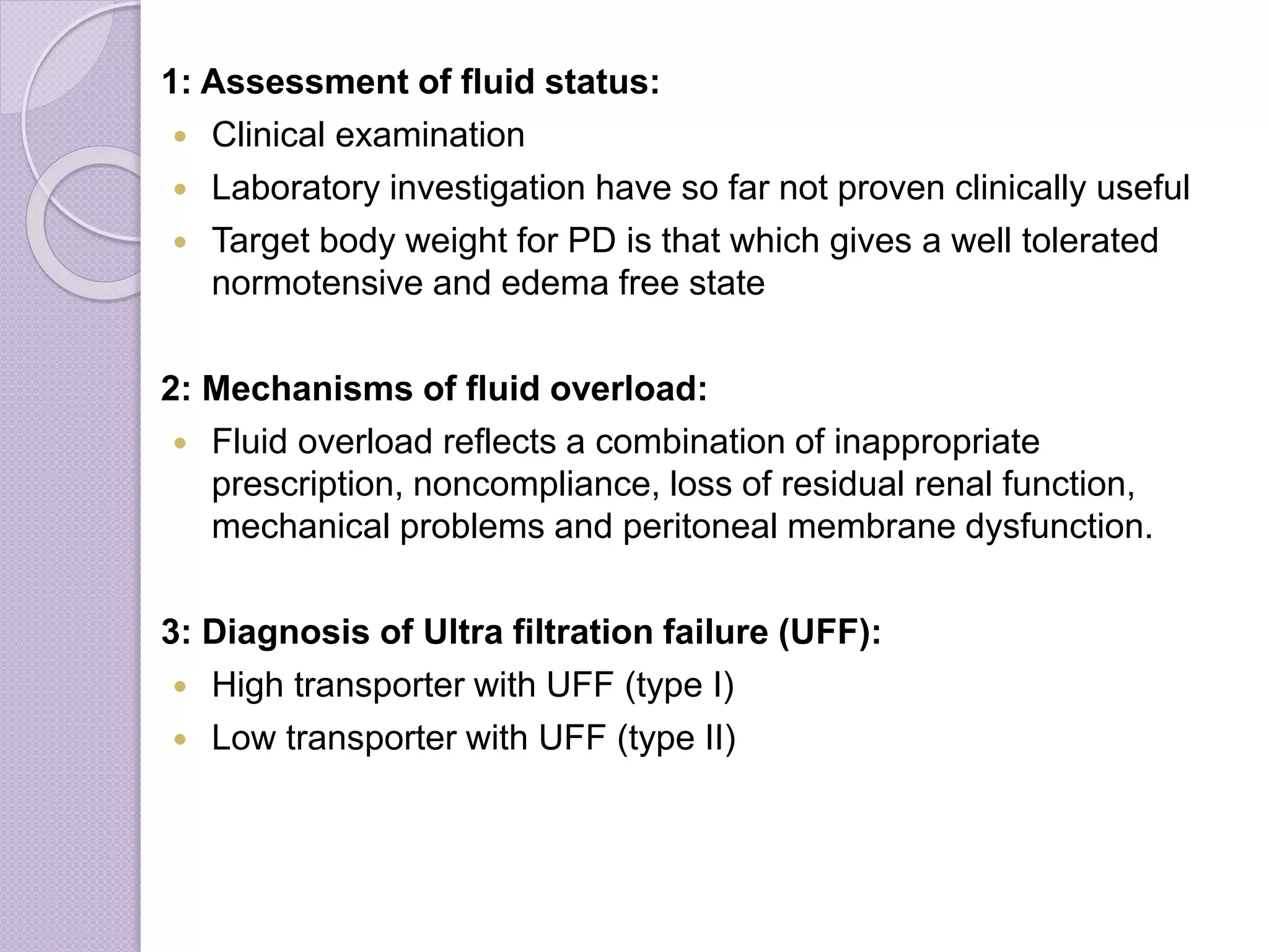 Volume status and fluid overload in peritoneal dialysis | PPTX