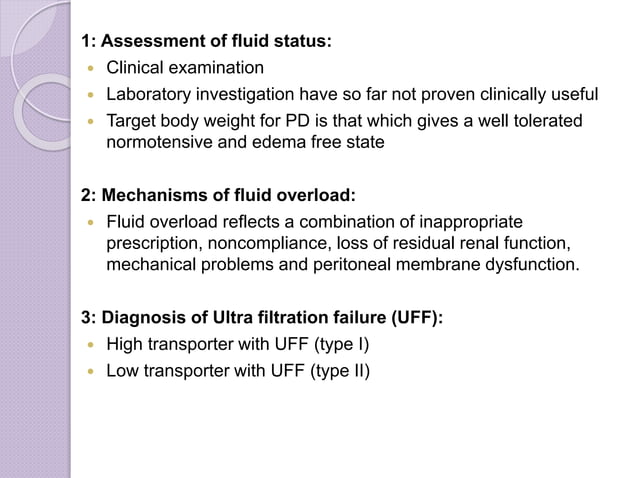 Volume status and fluid overload in peritoneal dialysis | PPTX | Digestive Disorders | Diseases ...
