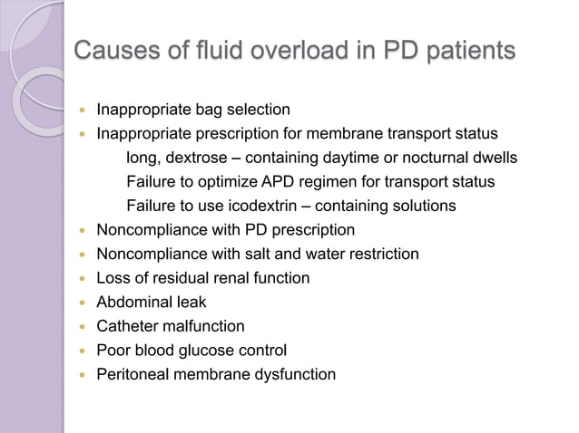 Volume status and fluid overload in peritoneal dialysis | PPTX ...