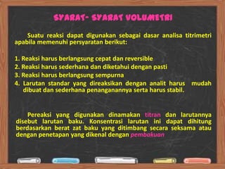 Volumetri (Kimia Analitik) | PPTX