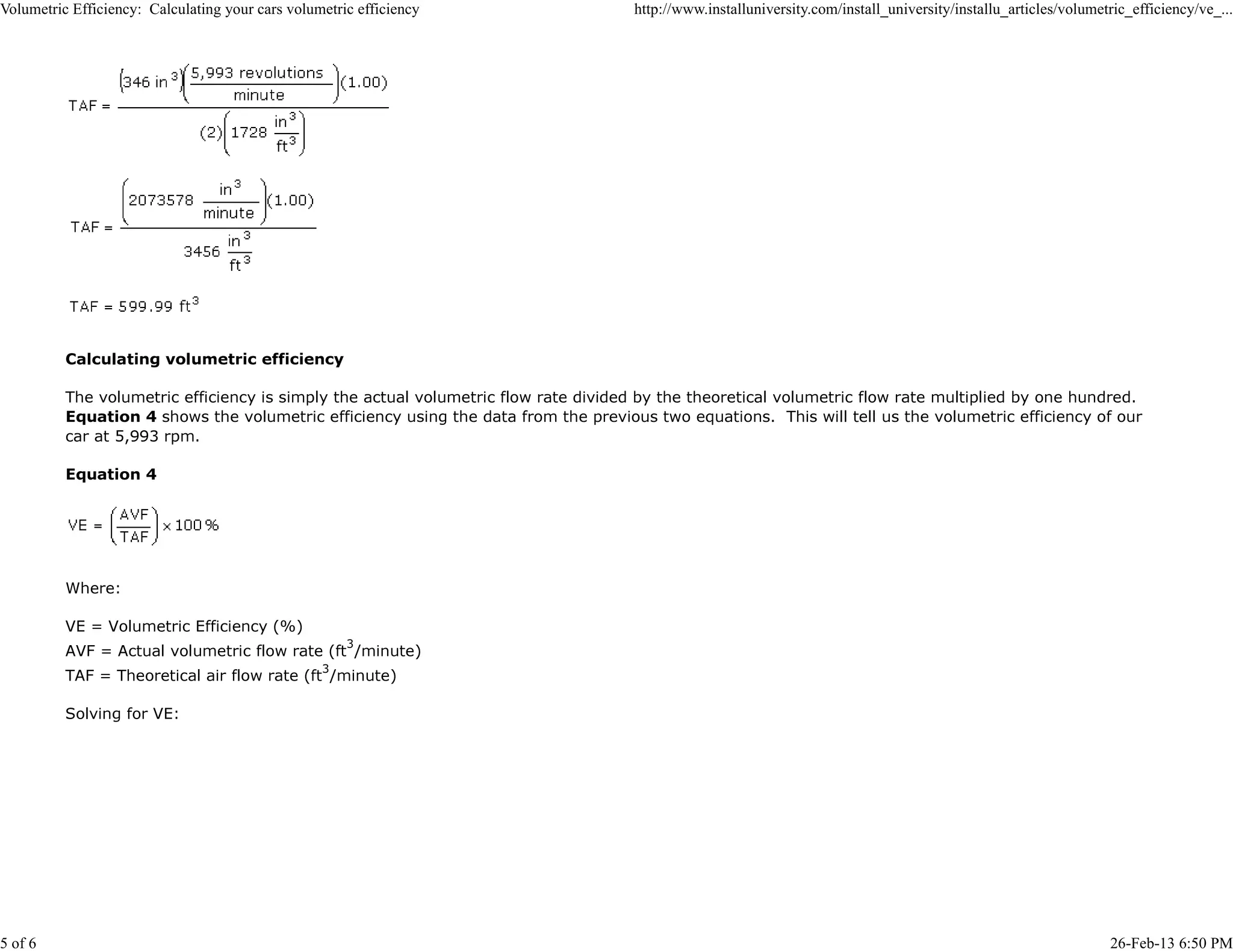 Volumetric efficiency calculating your cars volumetric efficiency | PDF