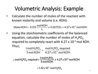 Volumetric analysis-Solution stoichiometry | PDF