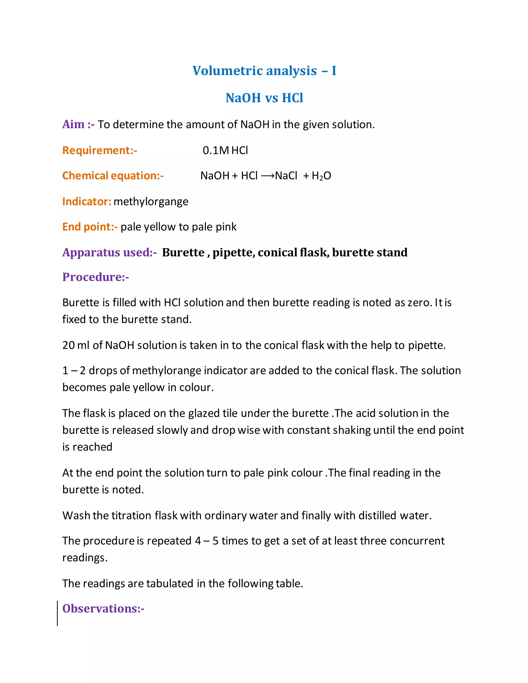 Volumetric procedure | DOCX