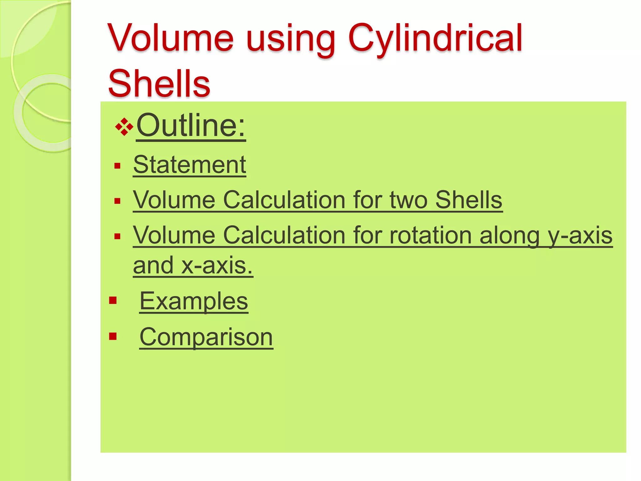 Volume using cylindrical shells ppt | PPTX