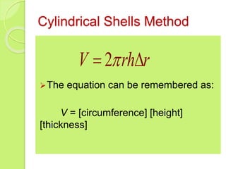 Volume using cylindrical shells ppt | PPTX