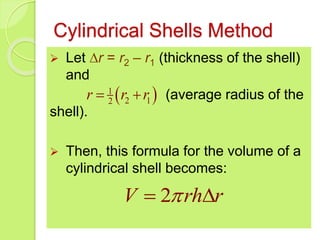 Volume using cylindrical shells ppt | PPTX