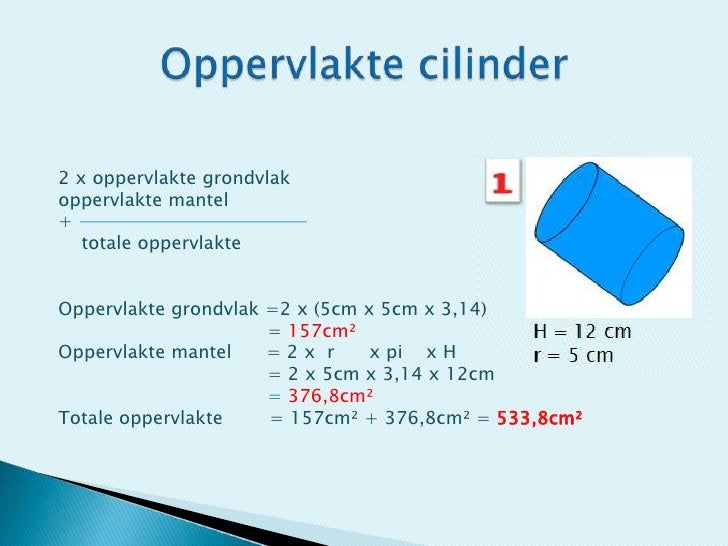 Volume Van Een Cilinder