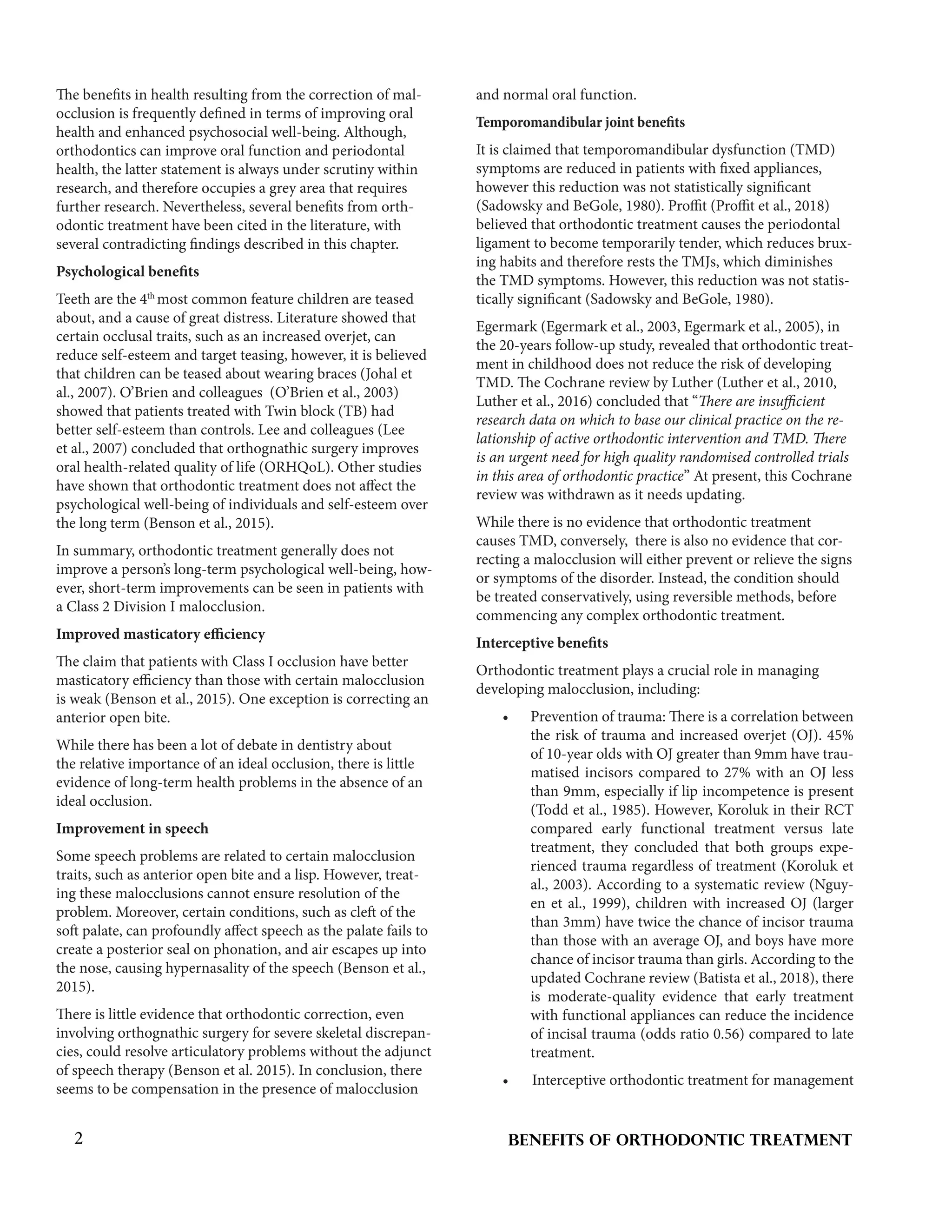 Volume 5: BENEFITS AND IATROGENIC EFFECTS OF ORTHODONTIC TREATMENT ...