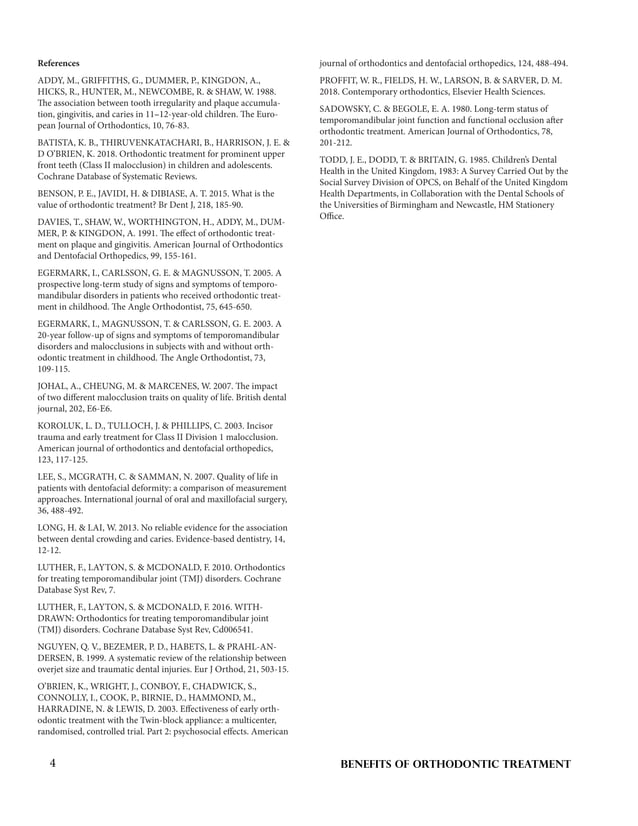 Volume 5: BENEFITS AND IATROGENIC EFFECTS OF ORTHODONTIC TREATMENT ...