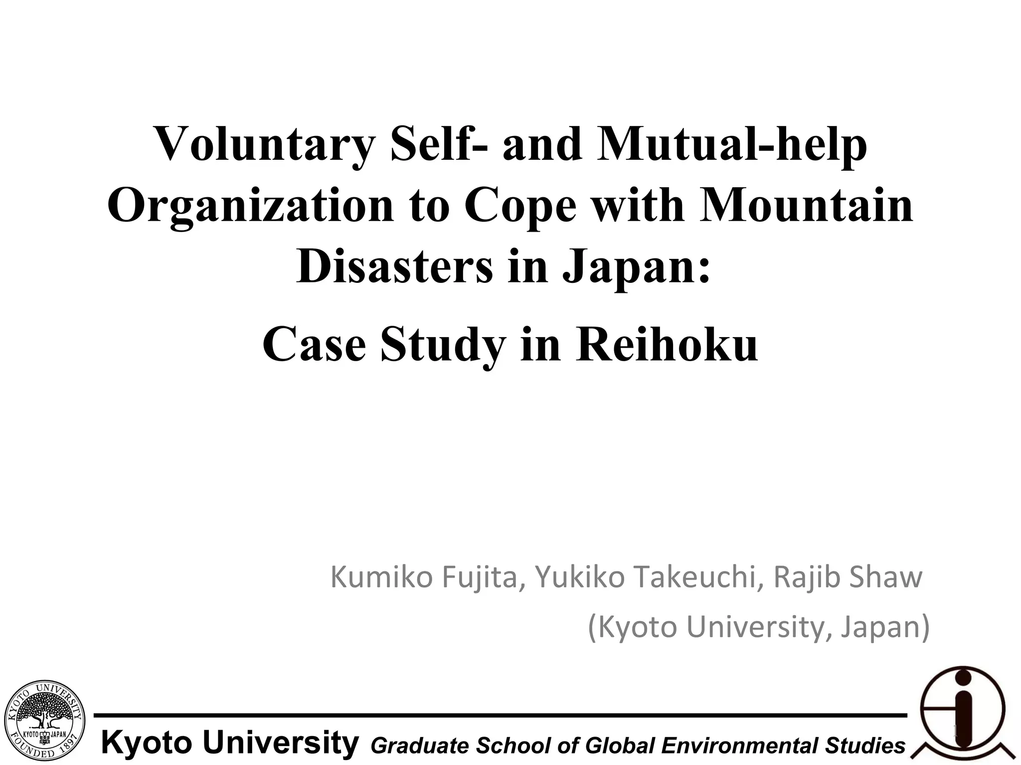 Voluntary Self- and Mutual-help Organization to Cope with Mountain ...